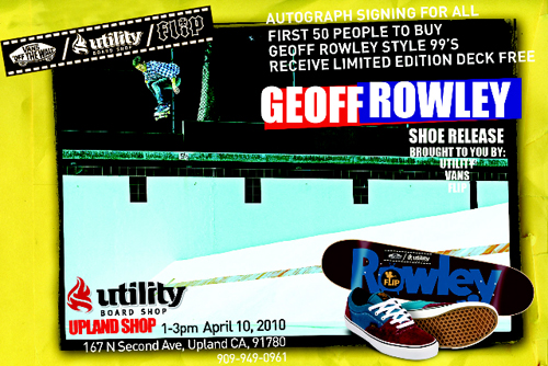 Geoff Rowley Vans Style 99’s Shoe Release Party at Utility Board Shop ...