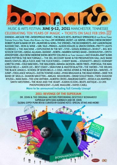 2011 Bonnaroo Line-Up Announced - Eminem vs Arcade Fire - Grimy Goods ...