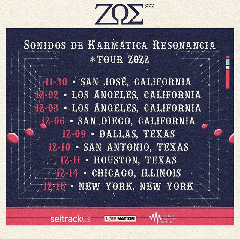 Zoé Announce US Tour Dates with Stop at YouTube Theater in Los Angeles ...