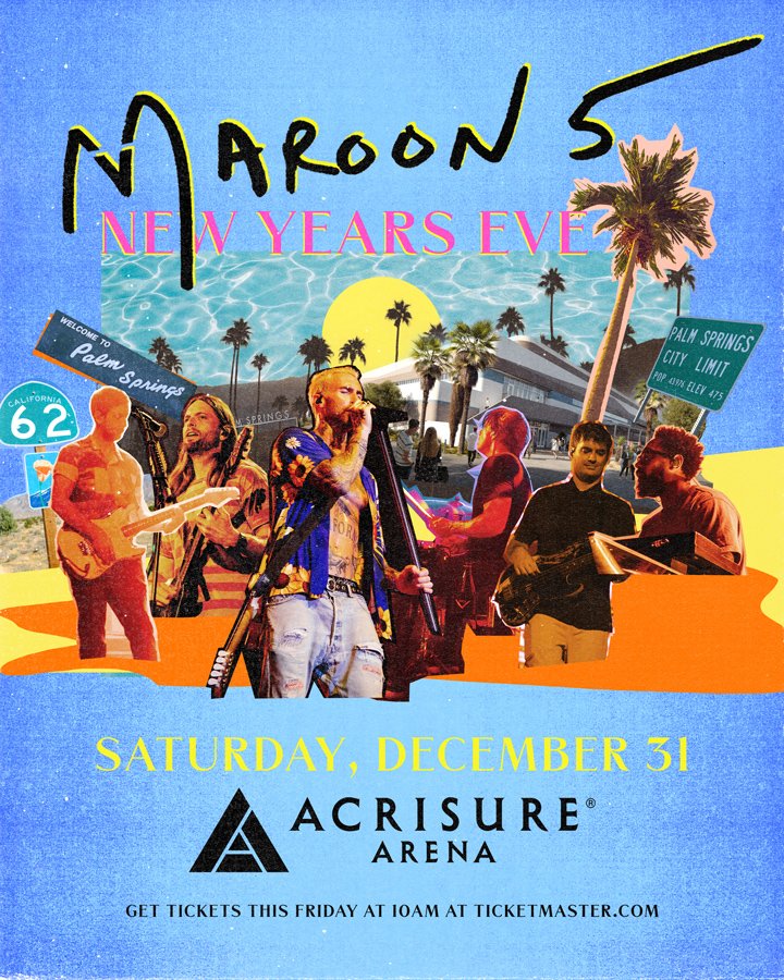 Maroon 5 Announce Special New Year's Eve Show at the New Acrisure Arena ...