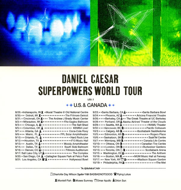 Daniel Caesar Reveals Superpowers World Tour U.S. and Canada - Here's How to Get Presale Code ...