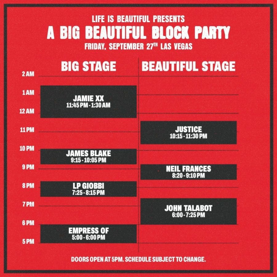 Get the Life Is Beautiful Set Times for A Big Beautiful Block Party ...