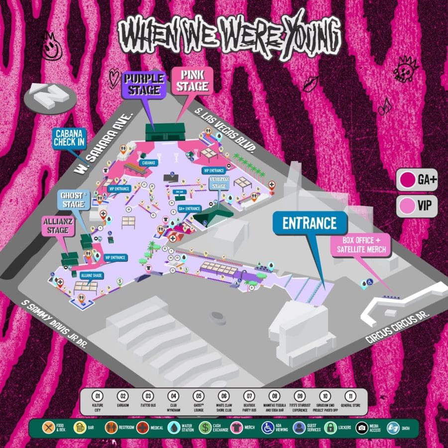 Get Set Times & Map for When We Were Young 2024, Distillers and All ...