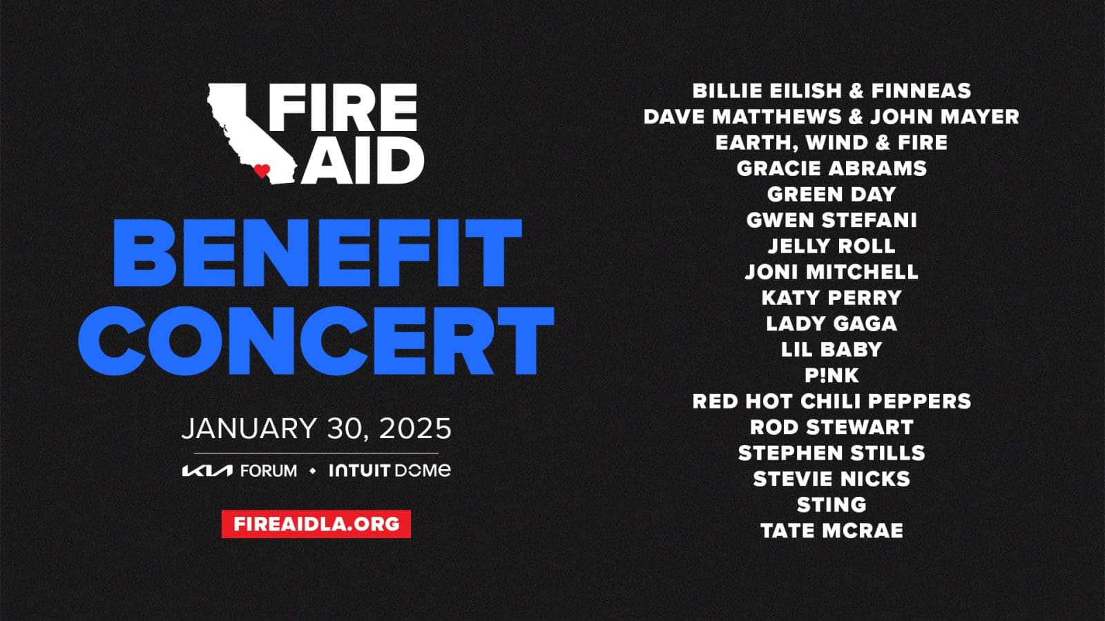 Just Announced: FireAid benefit concert to feature Billie Eilish, Tate ...